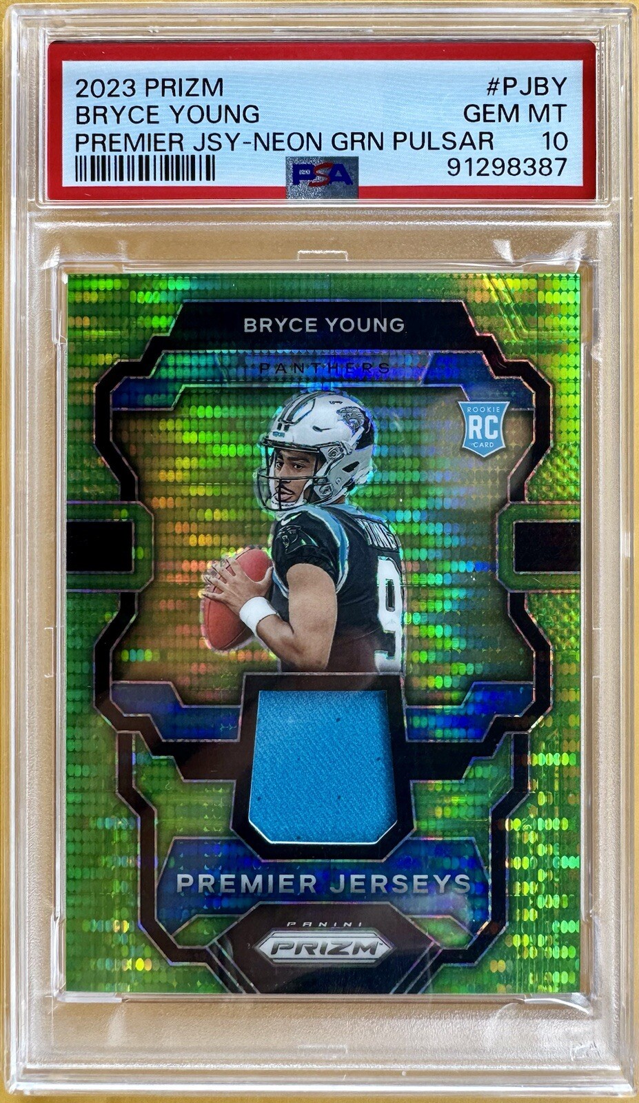 Bryce Young 2023 Prizm #RG-BY Rookie Gear - Neon Green Pulsar Price ...