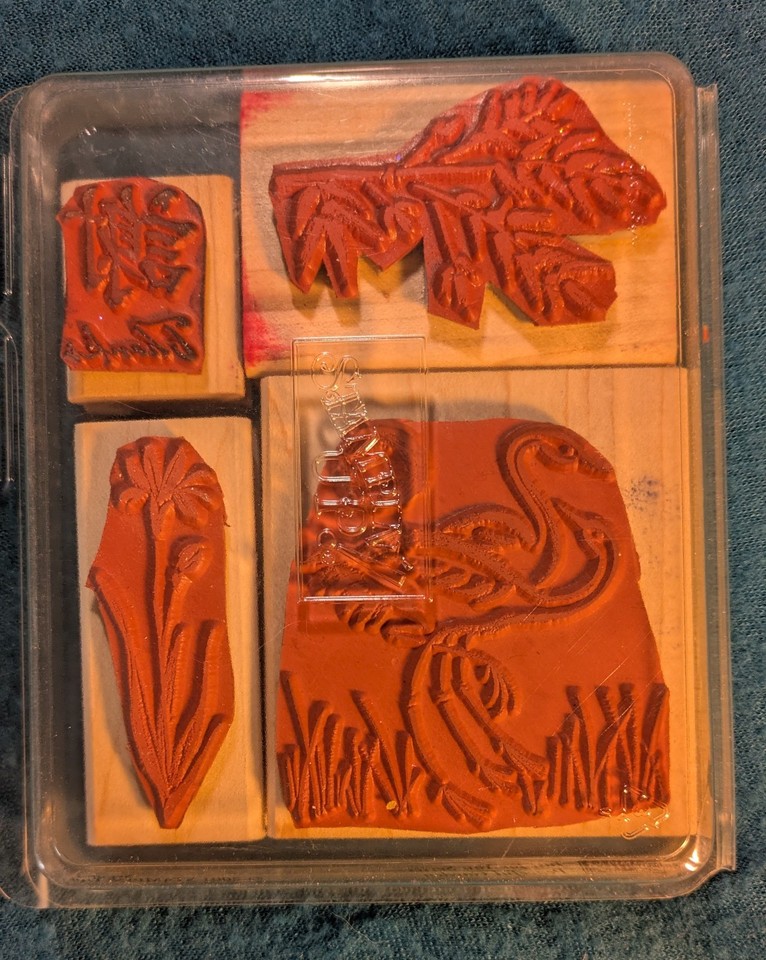 ***ASIAN ART *** Retired Stampin' Up! Peaceful Garden Set 4 Wood ...