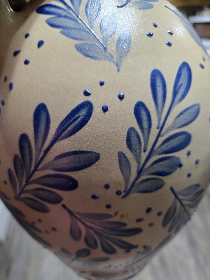 Beaumont Bros Pottery Salt glazed Jug oak leaves 13" Stoneware BBP Folk ...