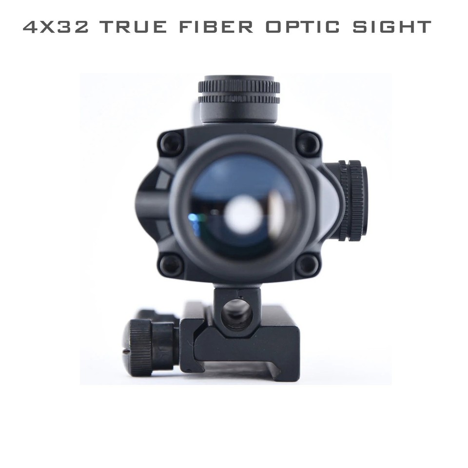 4x32 ACOG True Fiber Optic Red Green Chevron Dot Tactical Sight Scope ...