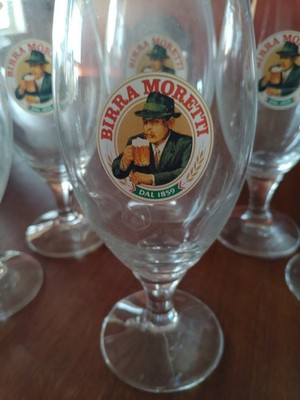 Birra Moretti Beer Glasses set of 6 Dal 1859 Rare set collector brewery ...
