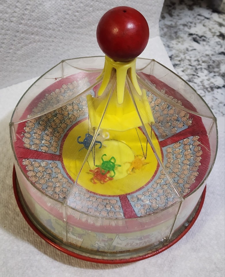 Vintage The Flying Fleas Trapeze Circus Musical Tin Litho Toy J. Chein ...