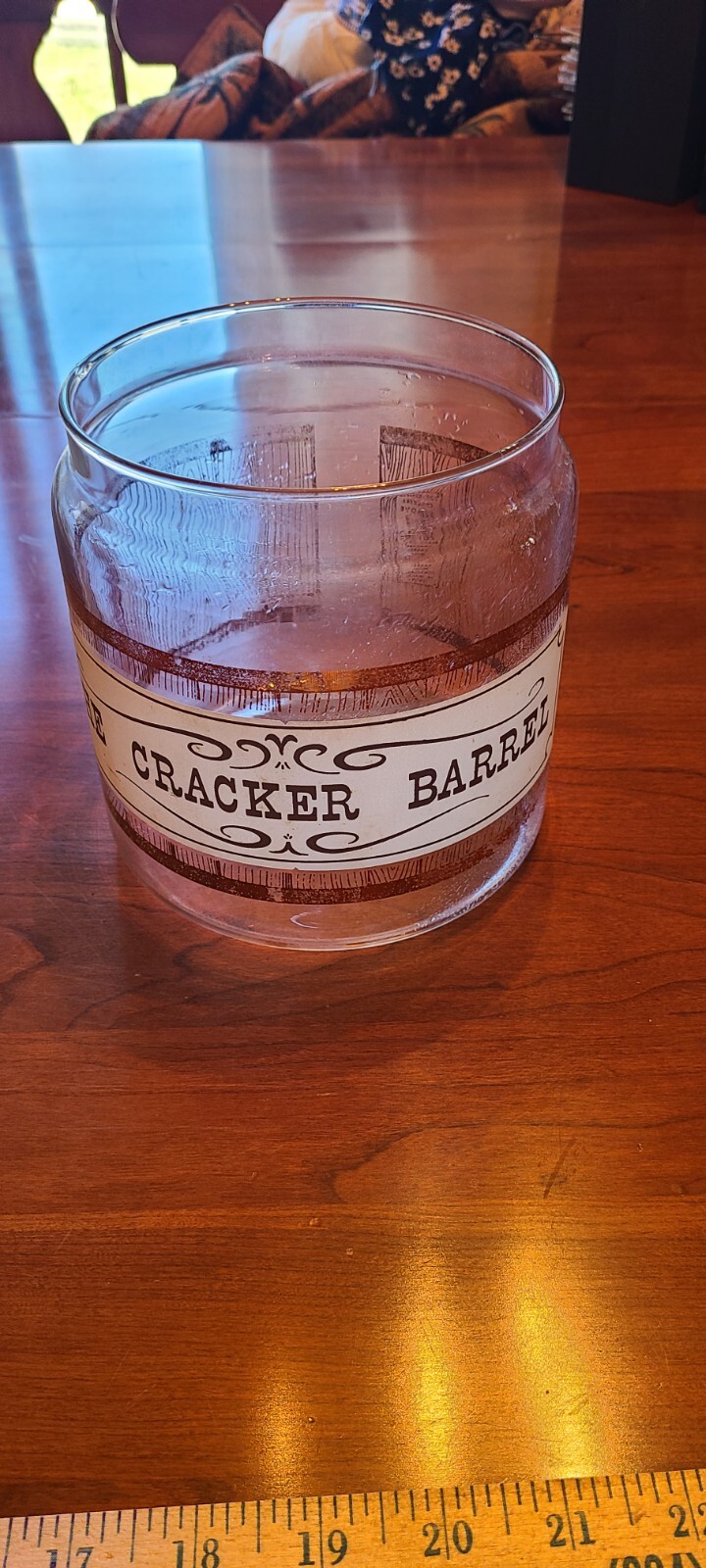 Pyrex Glass Cracker Barrel Crisper Canister, Gold & Wood Grain Accents ...