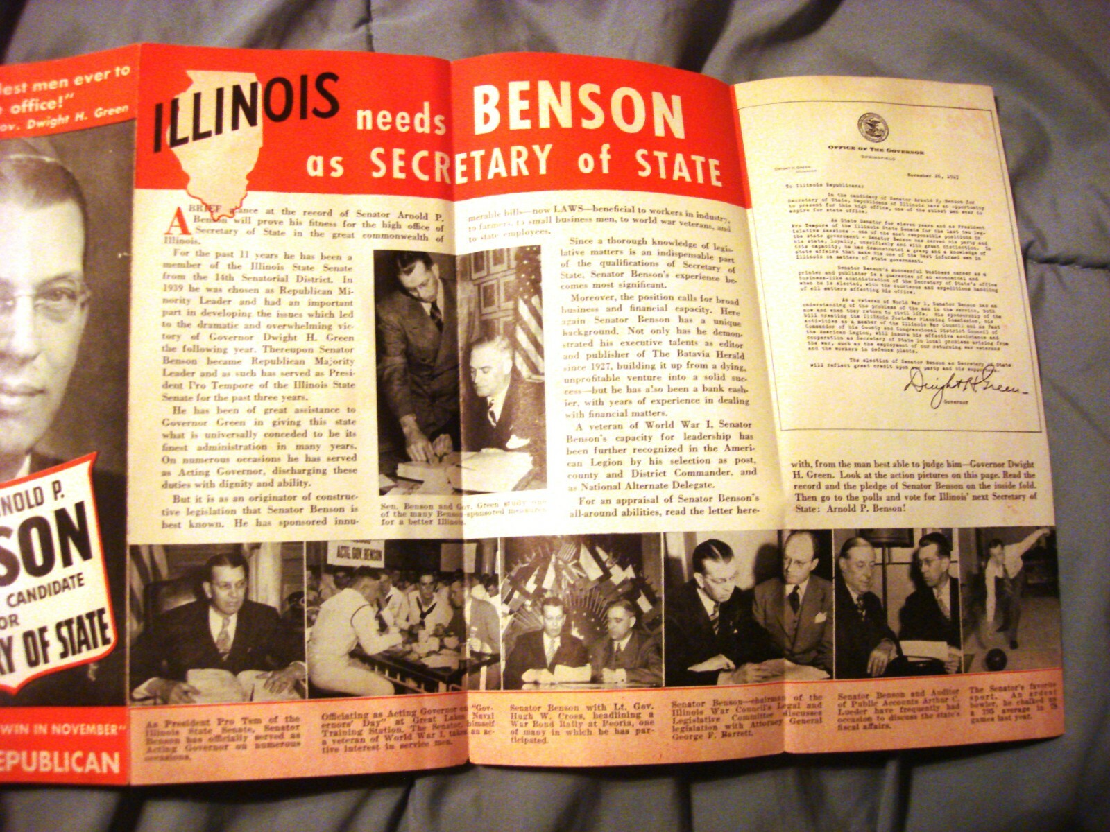 Vintage Senator Arnold P Benson Republican Candidate Secretary of State ...