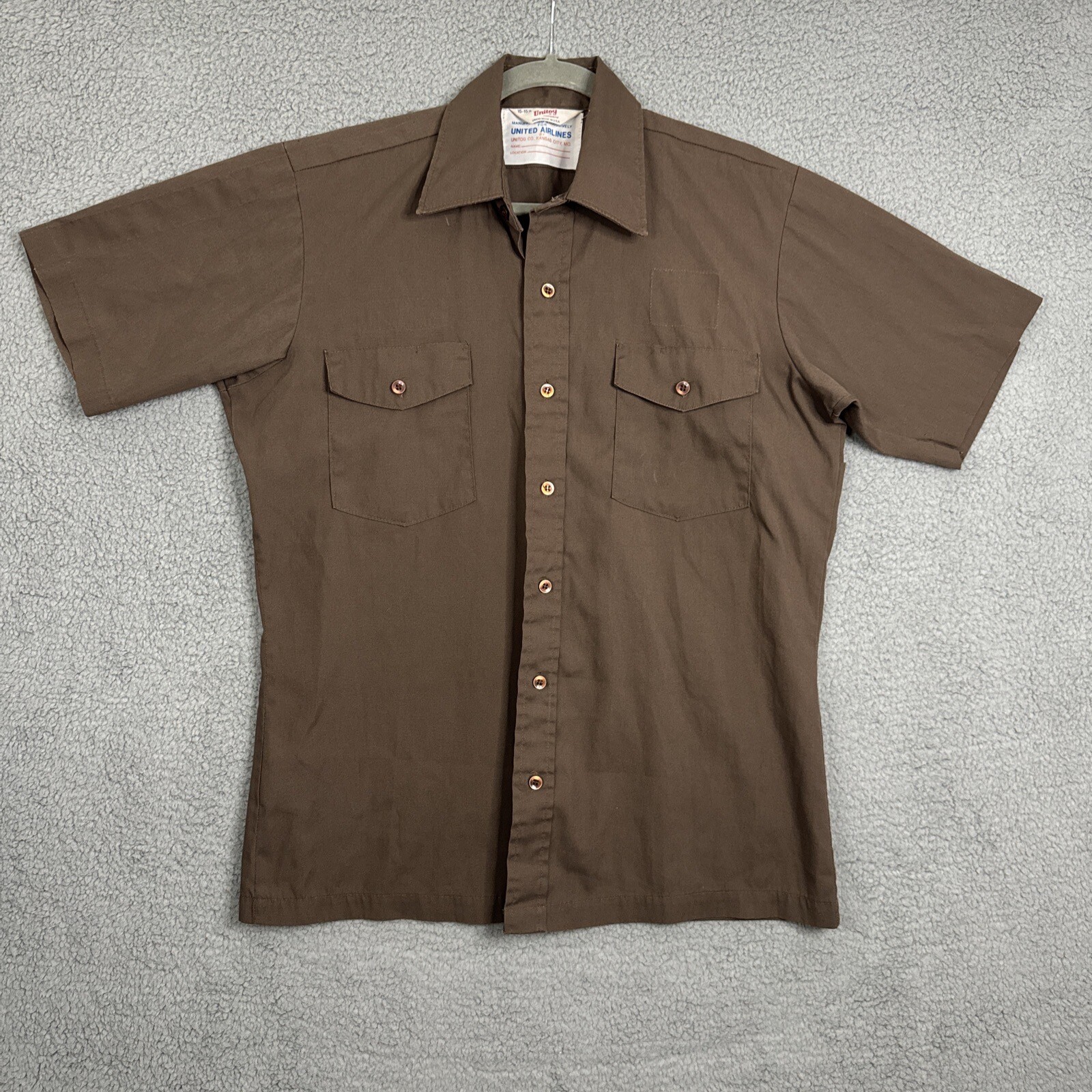 Unitog United Airlines Mens brown Button Up Shirt/ Size 15-15 1/2 | eBay