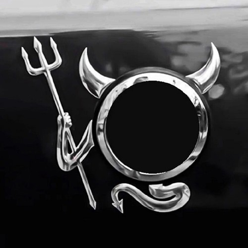 3D Fork Devil Demon Logo Silver Car Rear Trunk Emblem Decal Sticker ...