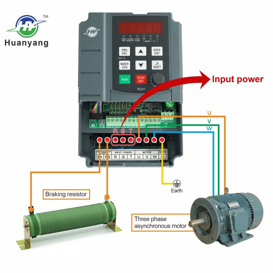 Huanyang VFD 220V 2HP 1.5KW Variable Frequency Drive Inverter Convert ...