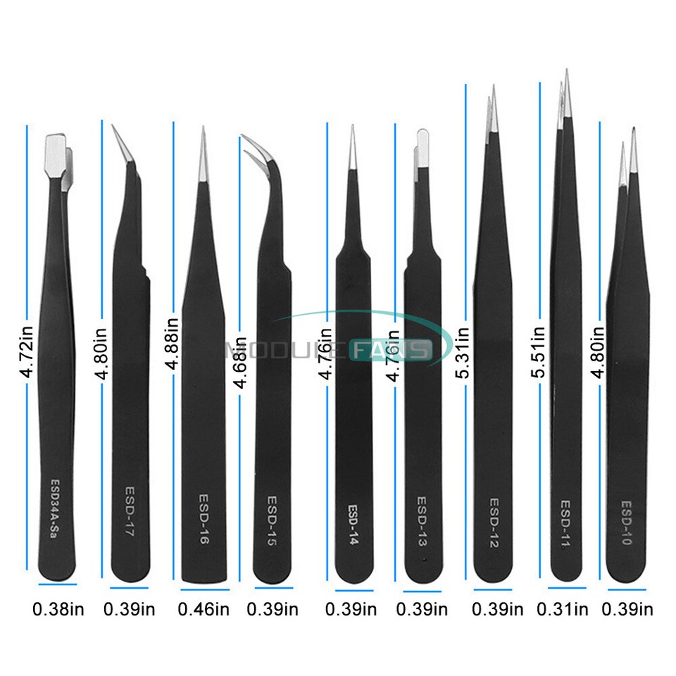 9-in-1 Tweezers Kit Anti Static Forceps Hand Tools Set for Mobile Phone ...