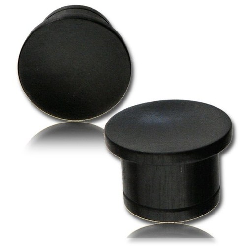 PAIR OF EBONY WOOD TOP HAT PLUGS SINGLE FLARE ORGANIC GAUGES TUNNELS ...