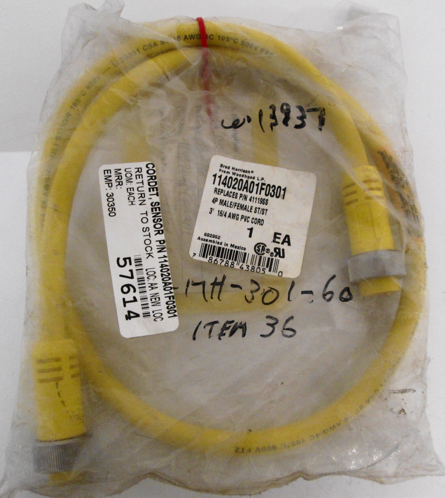 Woodhead 114020A01F0301 4-Pin 3' Male to Female Connectors | eBay