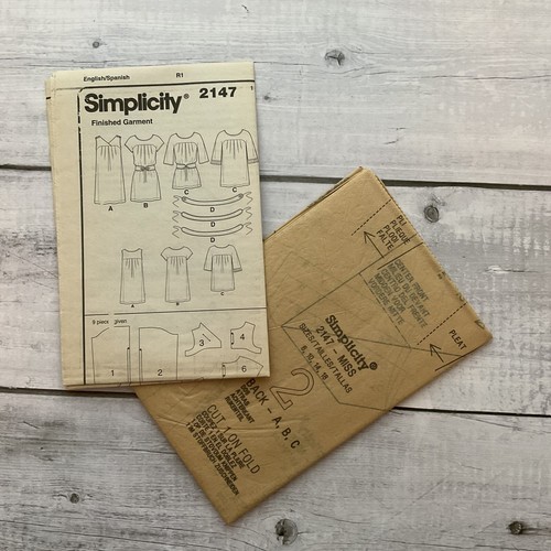 Simplicity 2147 Misses Mini Dress Tunic Pattern Learn to Sew UCT Sz 6 ...