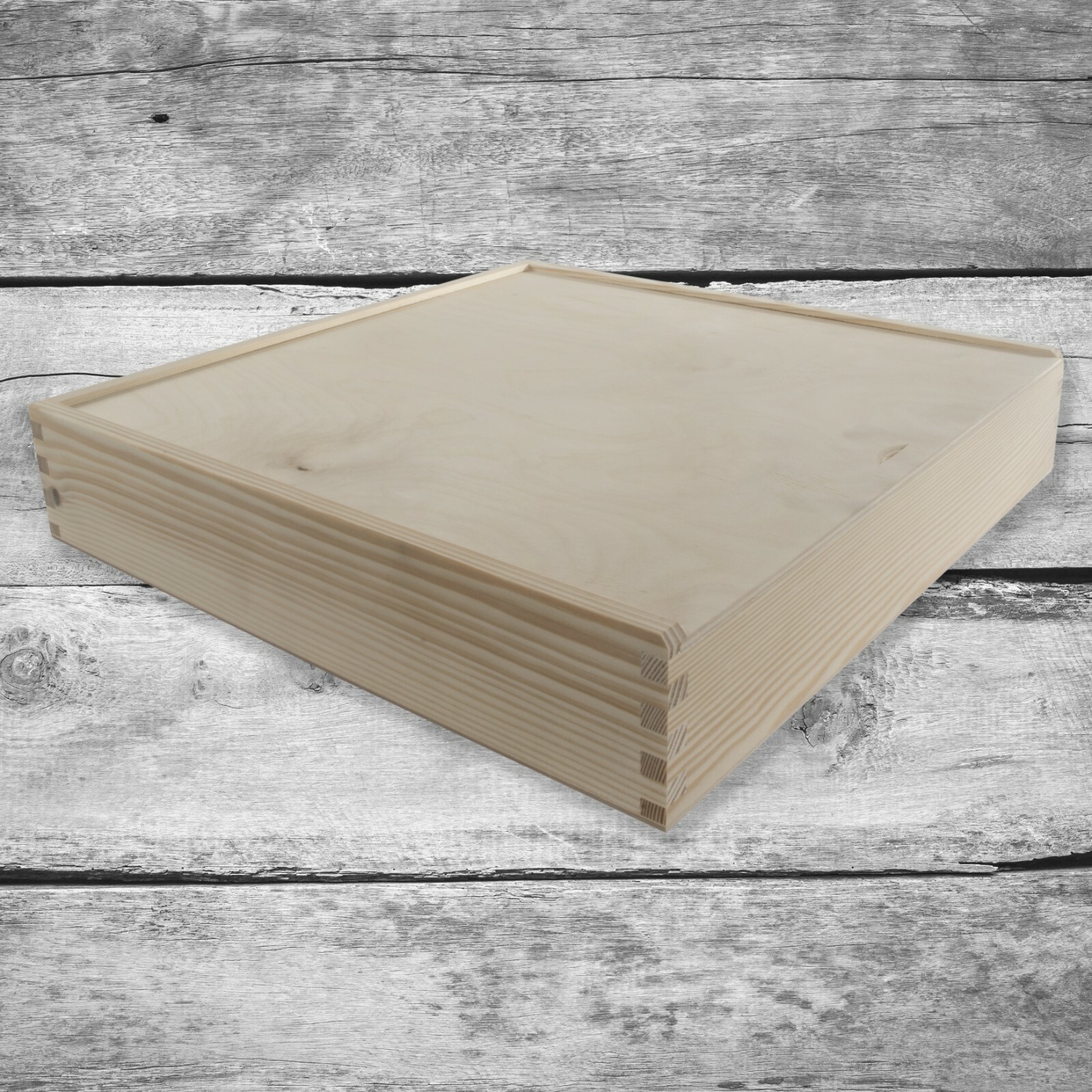 Large Square Lidded Wooden Storage Box / Photos Memory Keepsake Holder ...