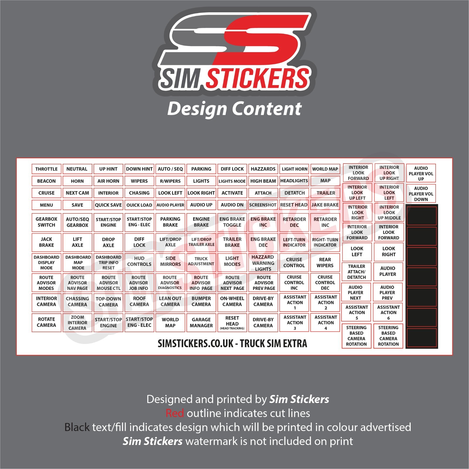 BLACK Extra Stickers for Truck Simulator Wheel/Button Box ET2/ETS | eBay