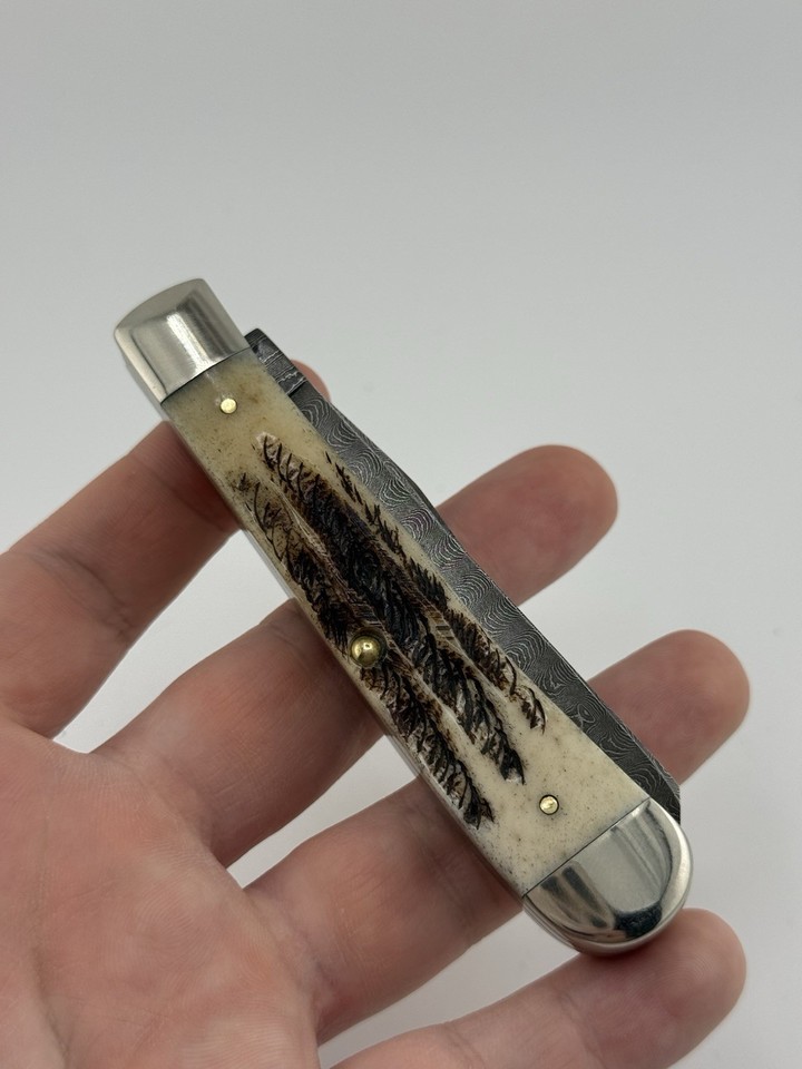 Case XX V6254 DAM - Vintage Bone Damascus Trapper Pocket Knife W ...