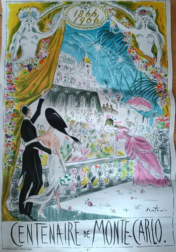 Affiche originale du centenaire de Monte-Carlo par Cecil Beaton Monaco ...