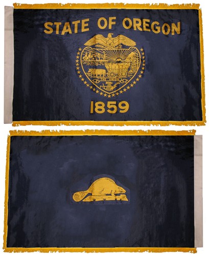 3x5 Oregon State Poly Nylon Sleeve w/ Gold Fringe Flag DOUBLE SIDED ...