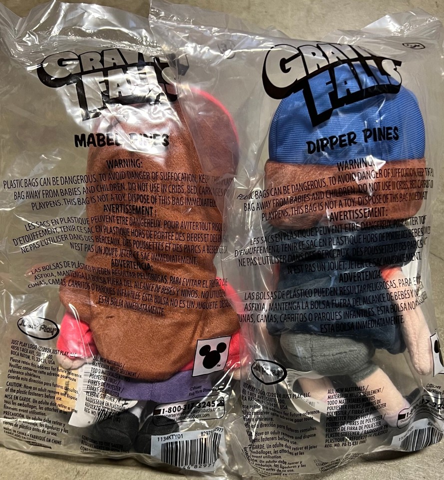 2x MABEL & DIPPER PINES GRAVITY FALLS 8" PLUSH EXCLUSIVE DISNEY BRAND ...