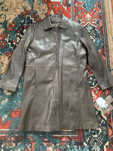 Knoles & Carter Leather Jacket Brown Button Italian Lambskin Removeable ...