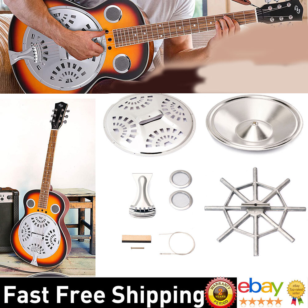Chrome 9Pcs Dobro Guitar Bridge Tailpiece Resonator Cones Soundhole ...