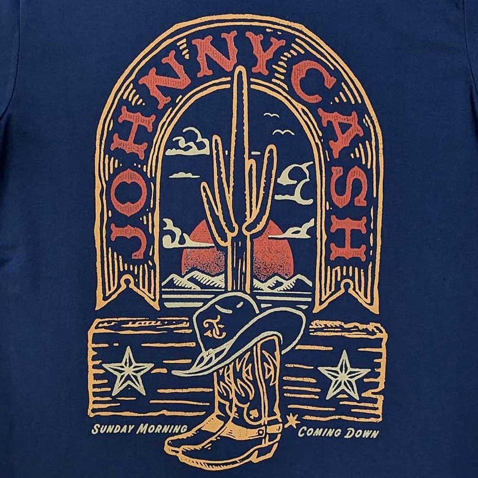 Johnny Cash T Shirt Sunday Morning new Official Unisex Denim Blue | eBay