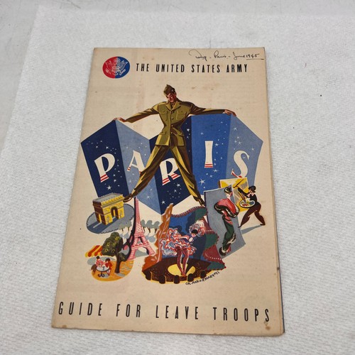 US Army WWII Folding Map PARIS Soldier GI Guide For Leave Troops WW2 22 ...