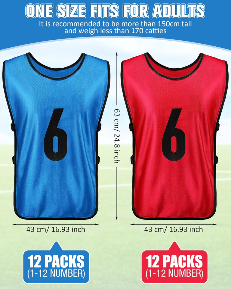 24 Pcs Sports Pinnies Soccer Scrimmage Practice Vests Numbered Soccer ...
