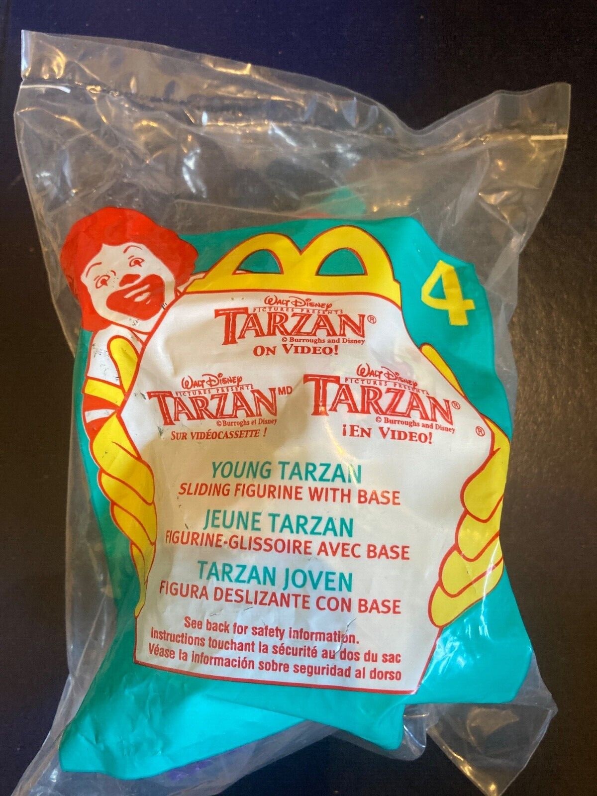 2000 McDonald's Tarzan Toy #4 Young Tarzan Sliding Figure w/base ...