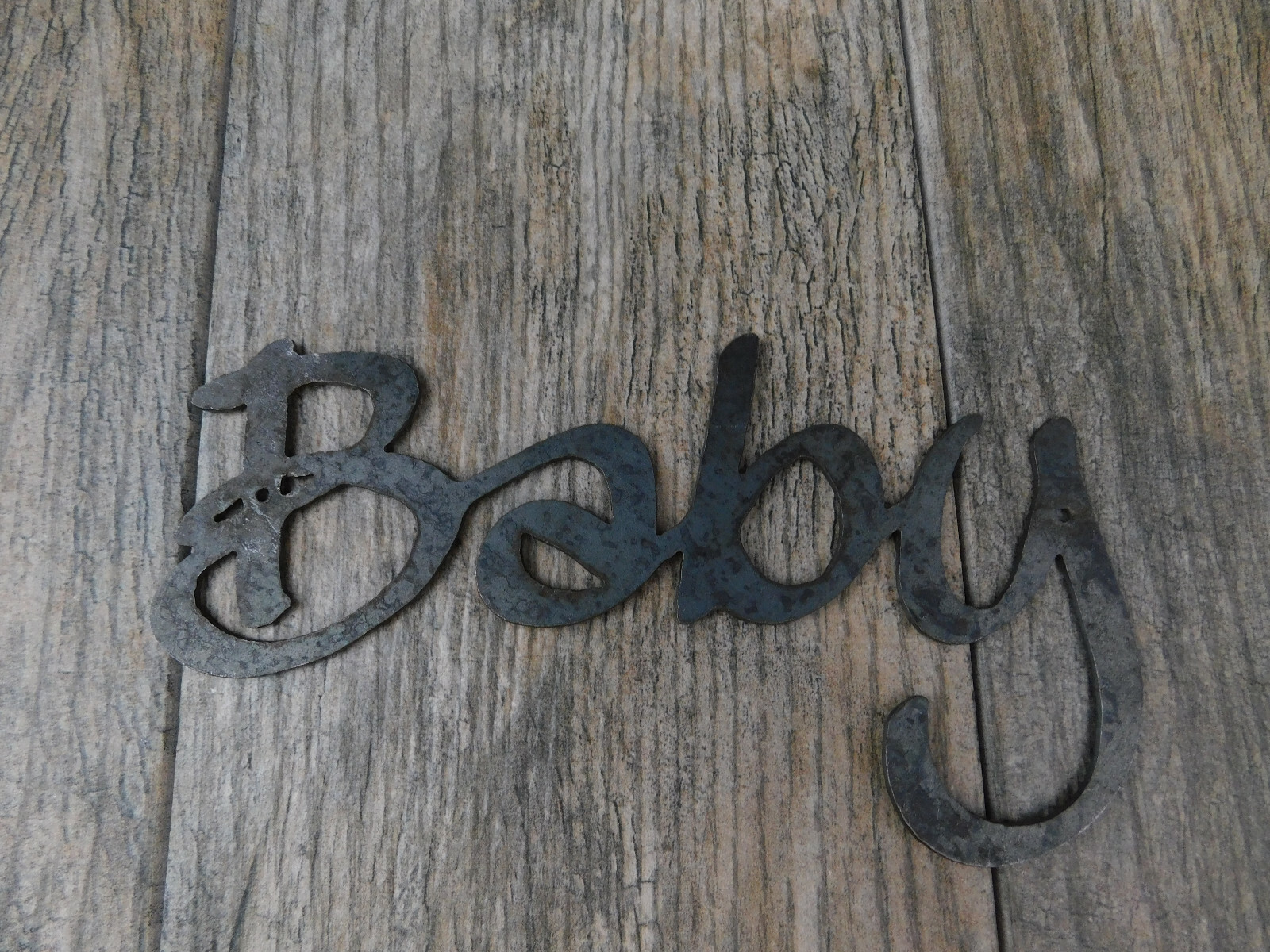 BABY Metal Wall Art Word Quote Sign Decor, 7.5 x 3.5 in. Nursery Girl ...