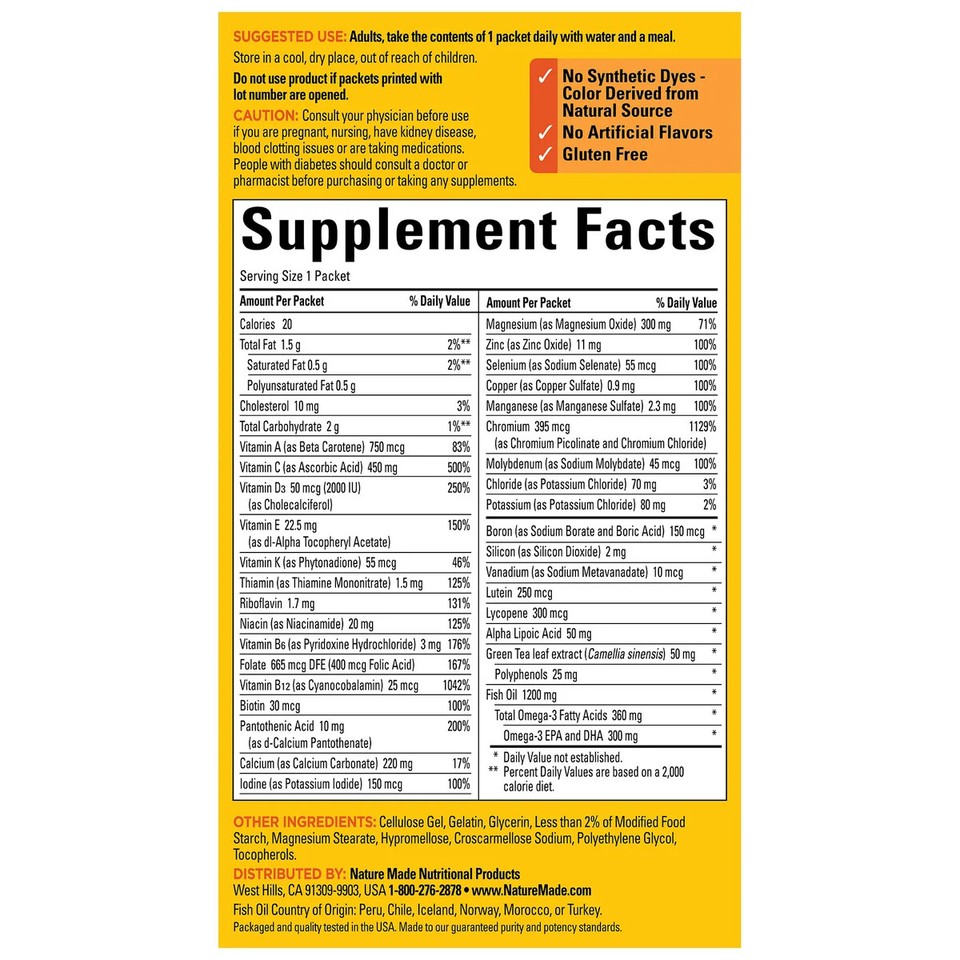 Nature Made Daily Diabetic Health Pack - 60 Packets - 60 Day Supply | eBay