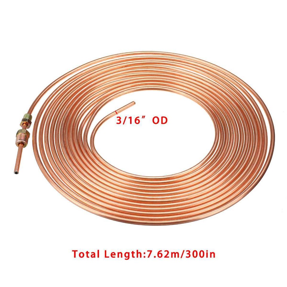 25ft 3/16" Kunifer Cunifer Copper Nickel Brake Pipe Line Roll Tube Hose ...