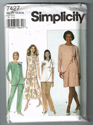 Simplicity #7427 Asymetrical Dress/Top and Pants Pattern Sz 14-16-18 UC ...