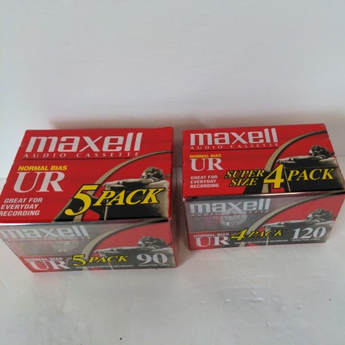 NEW MAXELL Audio Cassette Box 9 Pack Tapes Normal Bias UR 90 Type I ...
