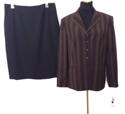 NWT Kasper Women's Brown Pinstripe/Black Polyester Blend 2 Pc Skirt ...