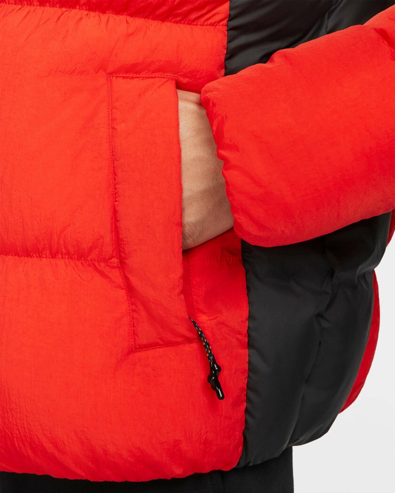 Nike Air Jordan Essential Puffer Jacket Insulated Red Hooded Black Logo ...