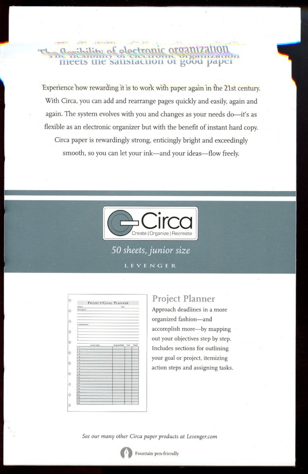 Circa Project Planner refills, 50 sh , jr. size, Levenger, new, sealed ...