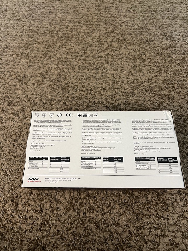 Pip Gloves,Disposable,5 mil,Blue,XL,PK100 63-332PF/XL Pip 63-332PF/XL ...