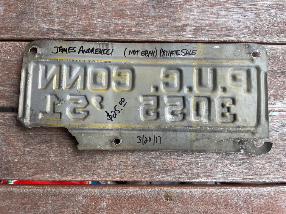 1951 Connecticut Public Utilities Commission License Plate 51 CT Tag ...