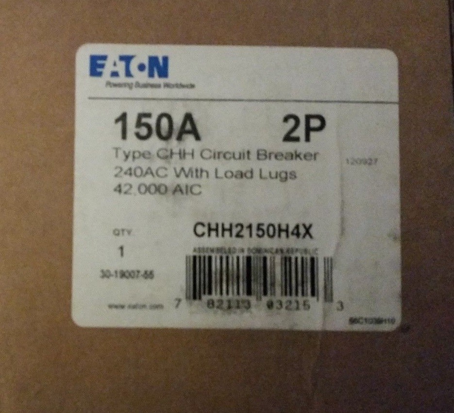 NEW EATON CHH2150H4X CUTLER HAMMER 2 POLE 150 AMP BREAKER 42K 240V 150A ...