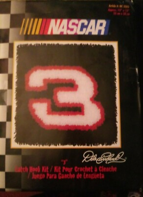 NASCAR Dale Earnhardt #3 Latch Hook Kit Rug Yarn Craft 1999 Caron NIB ...
