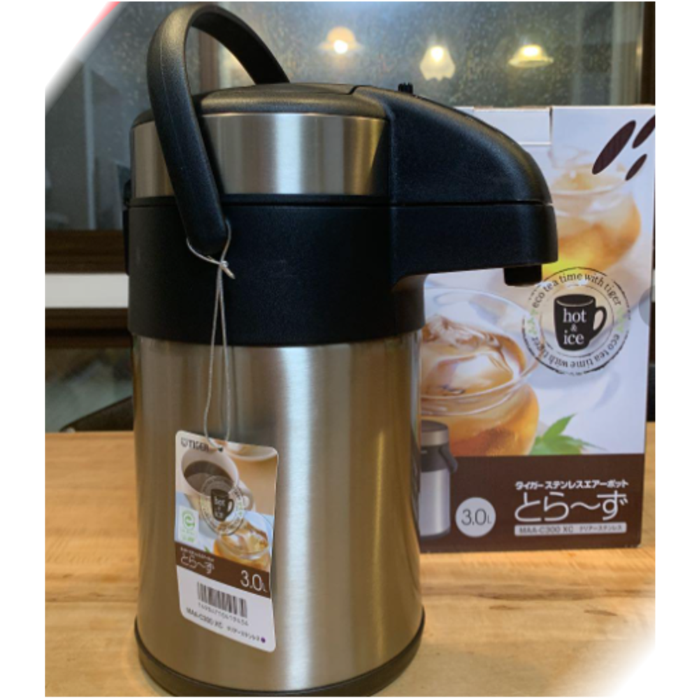 Tiger Thermos Bottle air pot 3.0L MAA-C300-XC clear stainless steel ...