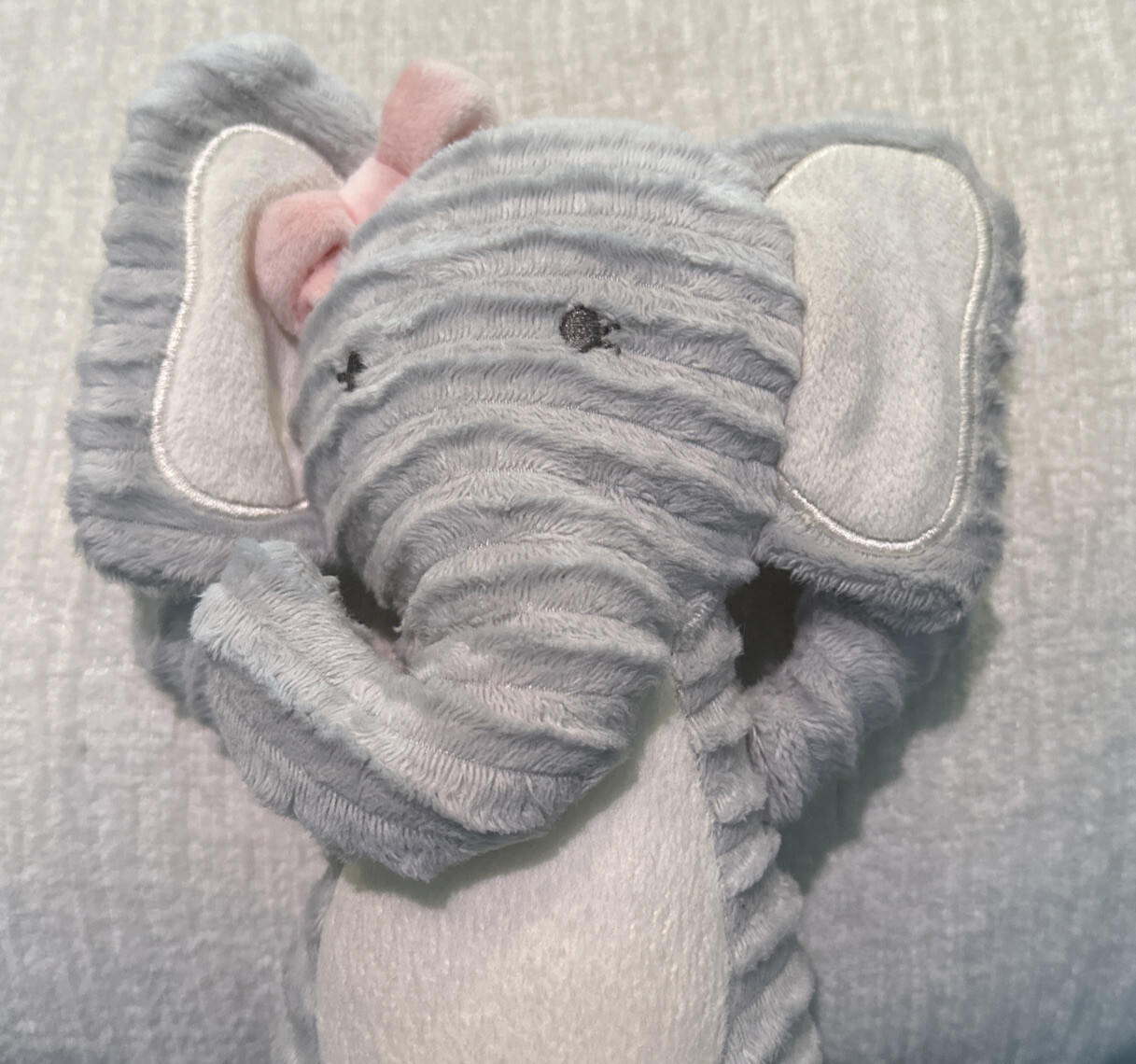 CHICK PEA Elephant Plush Gray White Pink Bow Ribbed Corduroy Stuffed ...