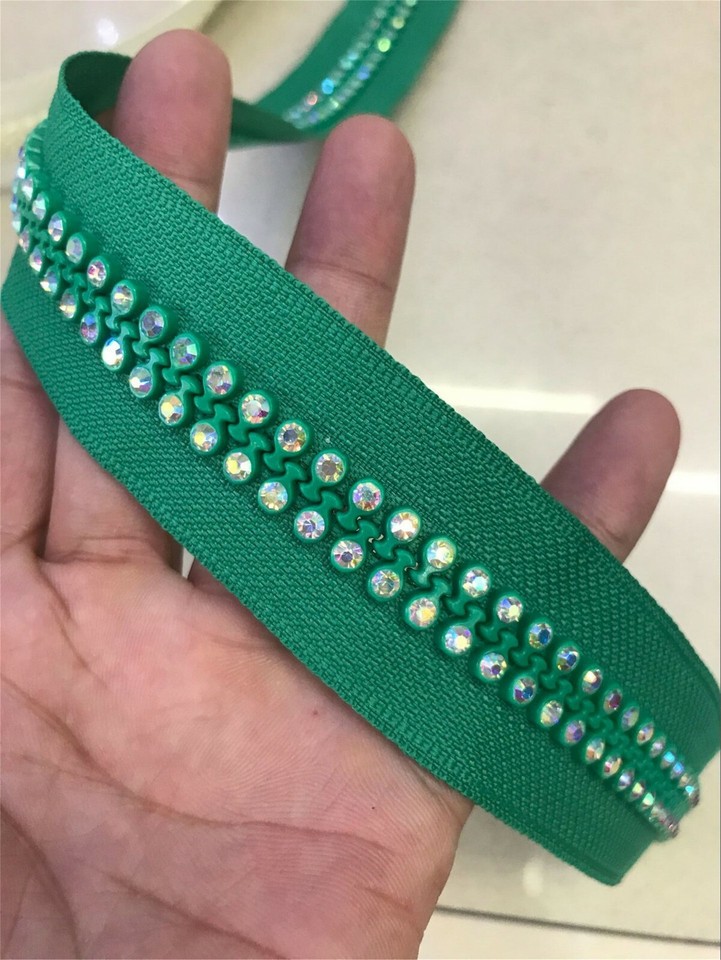 Rhinestone Zipper 60cm 2row Silver Gold Crystal AB Clothes Jacket Sew ...