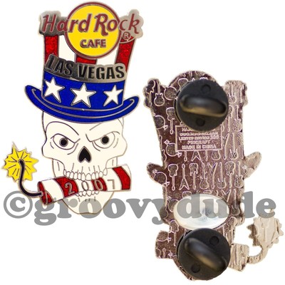 2007 Las Vegas Hard Rock Cafe Pin Firecracker Skull July 4th Top Hat ...