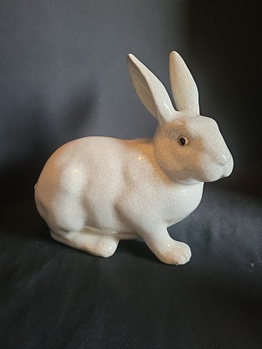 French Ceramic Rabbit Figurine Crackle Glaze Vintage 1930's | eBay