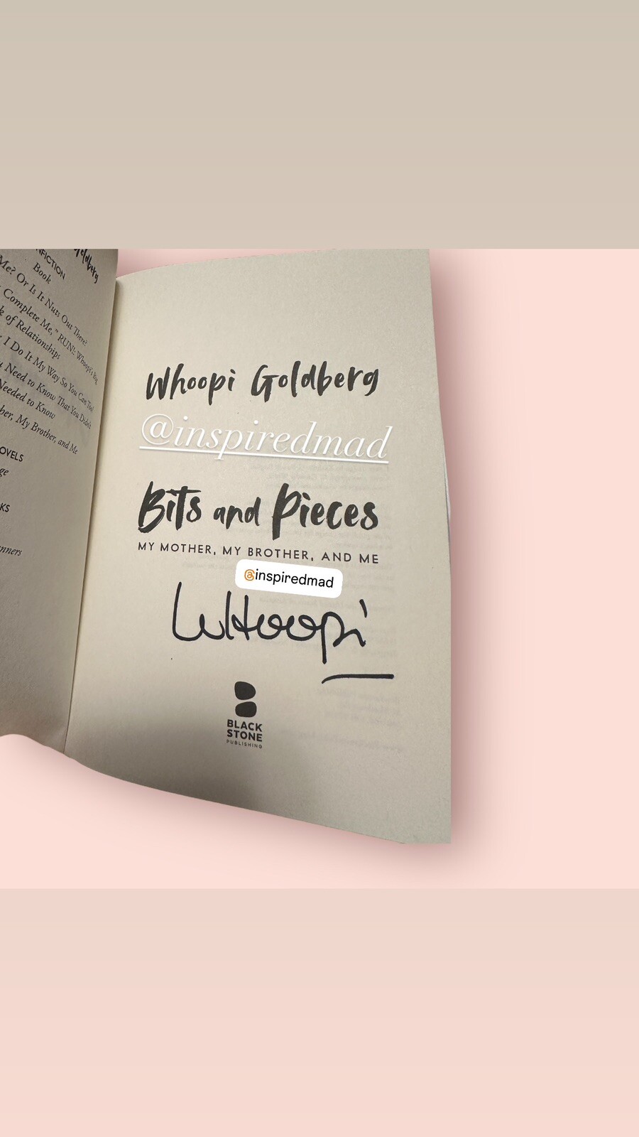 AUTOGRAPHED/SIGNED Bits and Pieces by Whoopi Goldberg Book W/ Proof NEW ...