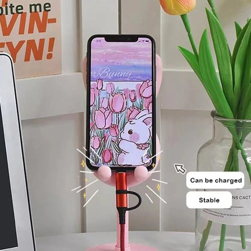 Pink Phone Holder Desktop Cell Phone Stand For Smartphone Adjustable ...