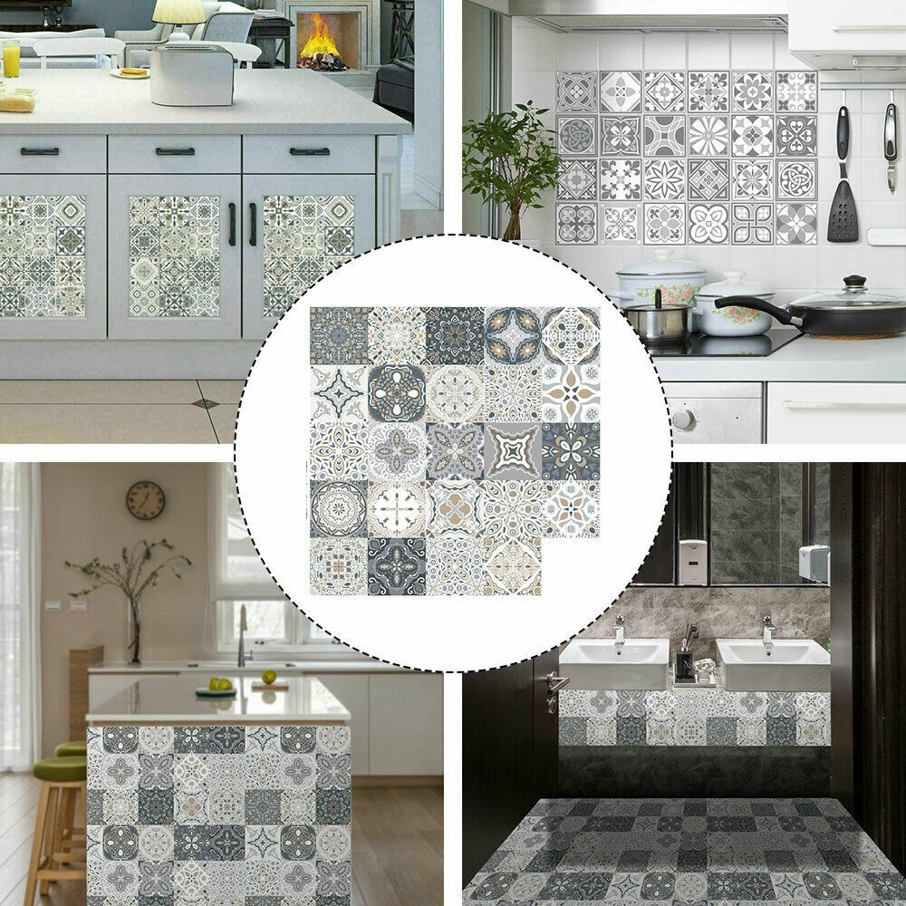 24Pc Kitchen Tile Stickers Bathroom Mosaic Sticker Self-adhesive Wall ...