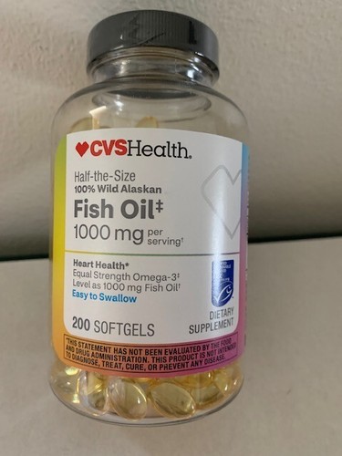 CVS Health 100% Wild Alaskan Fish Oil 1000mg 200 Soft Gels New and ...