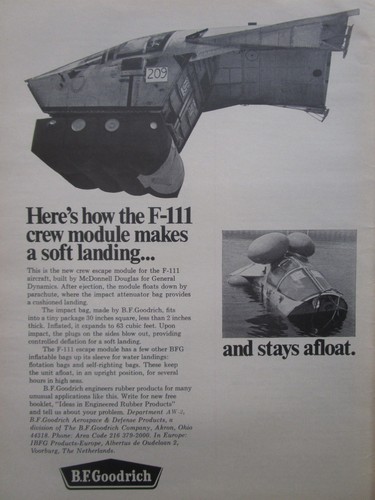 1/1968 PUB BF GOODRICH F-111 CREW ESCAPE MODULE EJECTION SYSTEM ...