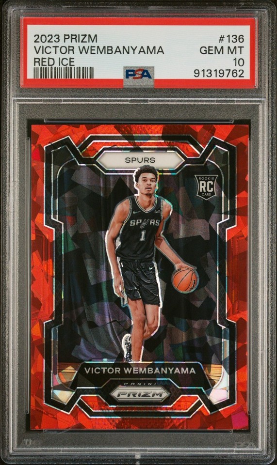 2023-24 Panini Prizm Victor Wembanyama #136 Spurs Rookie RC Red Ice ...